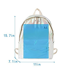 Goodbag Boutique Fashion Hologram Backpack Laser Leather Shiny School Backpack Daypack, Silver