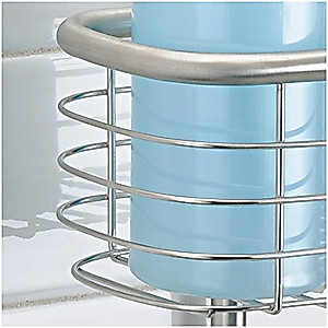 InterDesign iDesign Hanging Shower Caddy, Small Stainless Steel Shower Organiser for Shampoo, Shower Gel, Conditioner and More, Compact Bathroom Storage with Two Trays, Silver