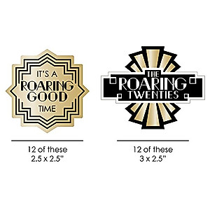 Roaring 20's - Paper Straw Decor - 1920s Art Deco Jazz Party Striped Decorative Straws - Set of 24