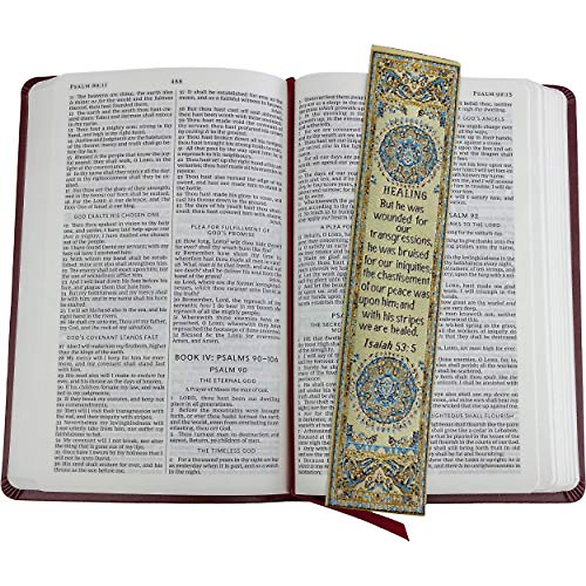 Healing, Woven Fabric Christian Bookmark, by His Stripes We are Healed, Silky Soft Isaiah 53:5 Flexible Bookmarker for Novels Books and Bibles, Traditional Turkish Woven Design, Memory Verse Gift