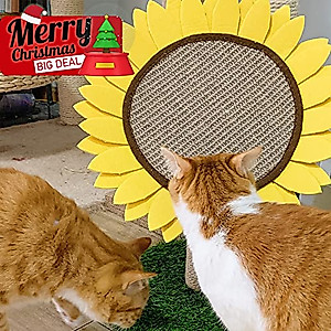 Cat Scratching Post, Sunflower Claw Scratching Post for Kitty, Natural Sisal Scratcher Board, Cute Furniture Interactive Activity Pad Toys for Kitten & Cat, 18x12 Inch