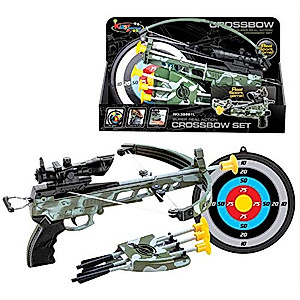 PowerTRC Crossbow Toy Bow and Arrow for Kids, Military Action Archery Crossbow with Scope & Target, Outdoor Activities Toy Gift for Boys Kids 8-12