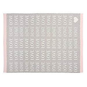 Elegant Baby Premium 100% Cotton Knit Blanket, Grey Love with Pink Trim, 30" x 40"
