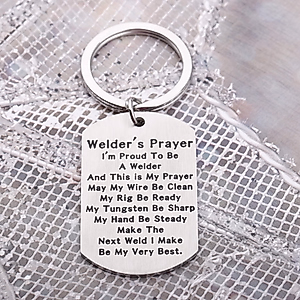 Welder's Prayer Keychain Welder Helmet Jewelry I'm Proud To Be A Welder Jewelry Welder Dog Tag Keychain Welder Gifts (Welder's Prayer KS)