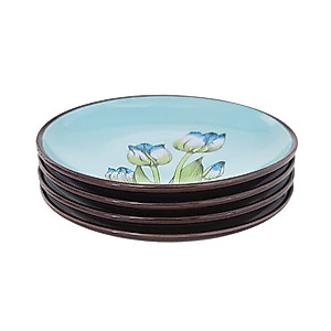 Bicuzat 6-Inch Porcelain Snack Plate, Banquet Dessert Plate, Beautiful Flower Pattern, Set of 4