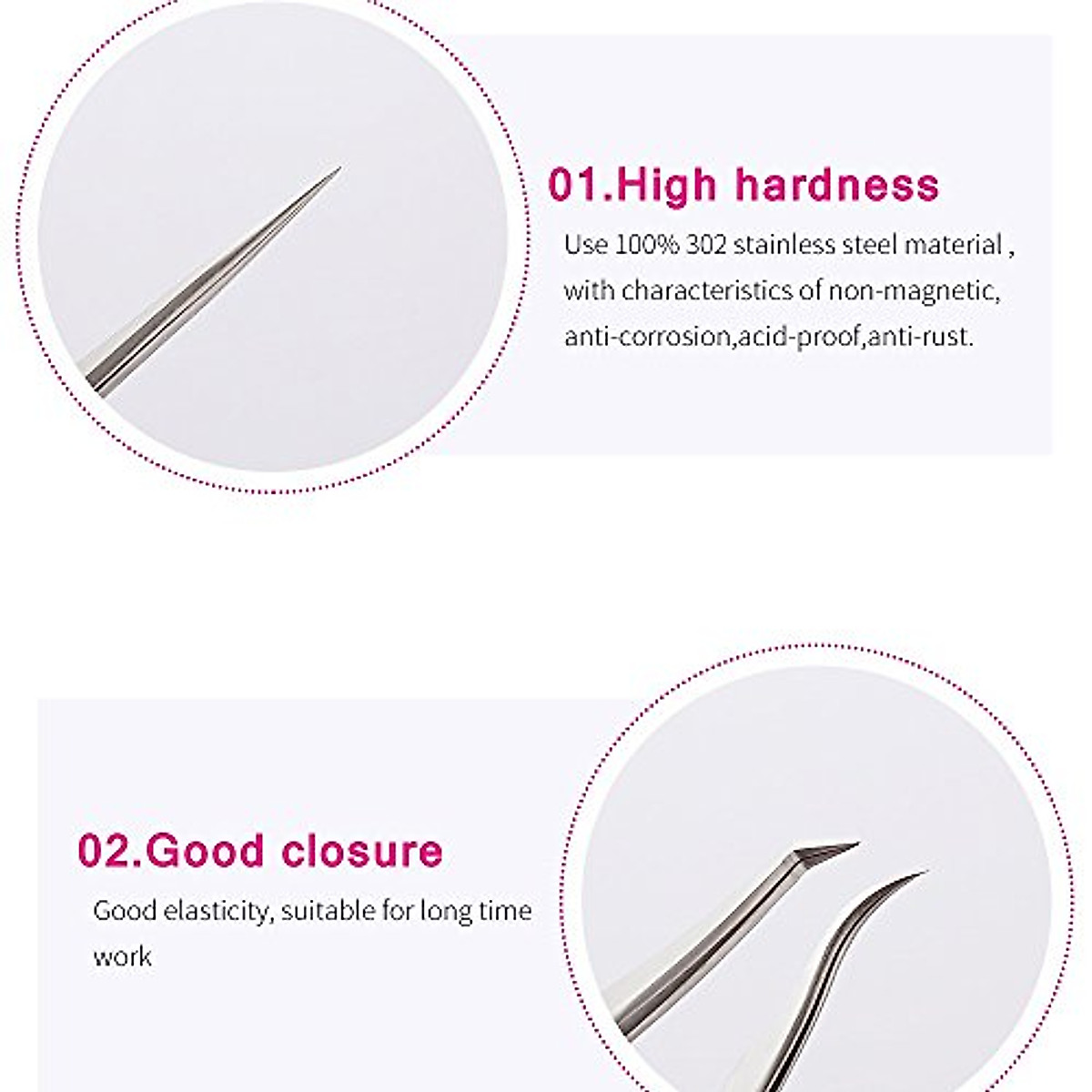 Yelix Cosmetic Stainless Steel Tweezers for Eyelash Extension Precision Makeup Tools for Eyelash Grafting Set 5B-SA