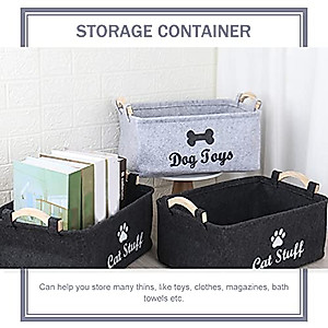 GANAZONO Storage Drawers 2pcs Dog Toy Bin Pet Supplies Storage Basket with Wooden Handle Blankets Basket Toy Organizer Felt Storage Holder for Living Room Playroom Closet Home Organization Toys