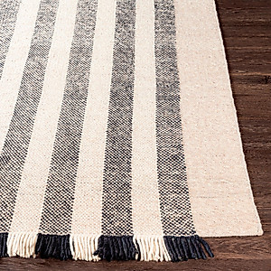 Mark&Day Wool Rugs, 2x8 Lavant Modern Black Runner Area Rug, Black Beige Brown Carpet for Hallway, Kitchen, Bedroom or Living Room (2'6" x 8' Runner)