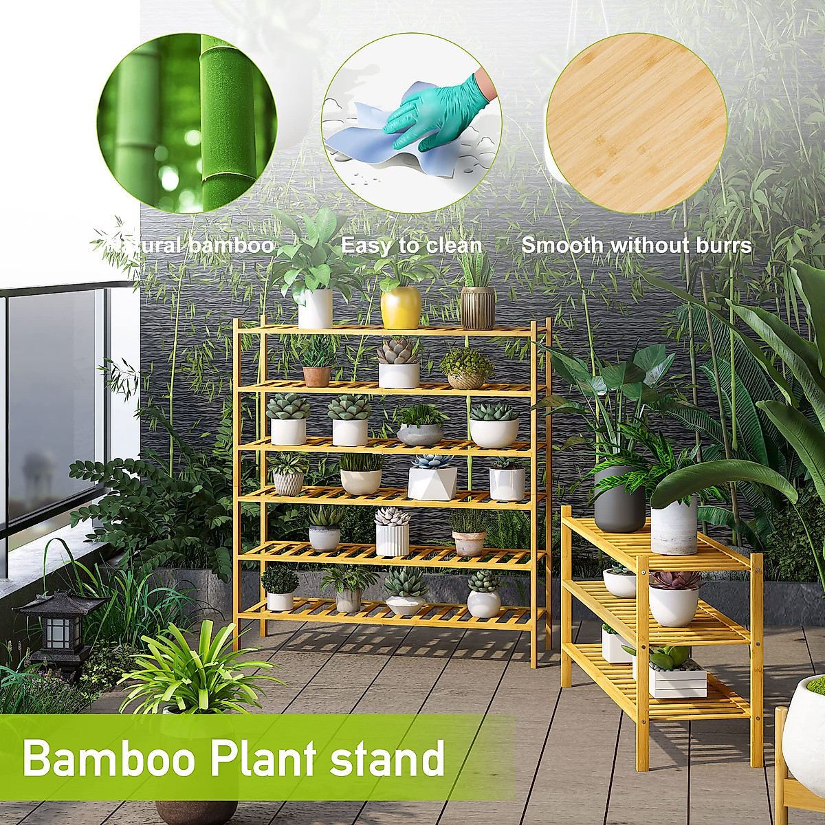 BMOSU 3-Tier Bamboo Extended Shoe Rack Premium Stackable Shoe Shelf Storage Organizer for Hallway Closet Living Room Entryway Organizer (Natural Bamboo)