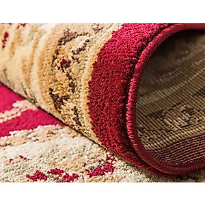 Unique Loom Versailles Collection Traditional Classic Medallion Motif Area Rug (4' 0 x 4' 0 Square, Burgundy/ Ivory)