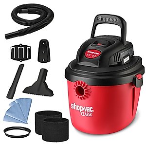 Shop-Vac 2.5 Gallon 2.5 Peak HP Wet/Dry Vacuum, Portable Compact Shop Vacuum with Collapsible Handle Wall Bracket & Multifunctional Attachments for Home, Jobsite. 2036000