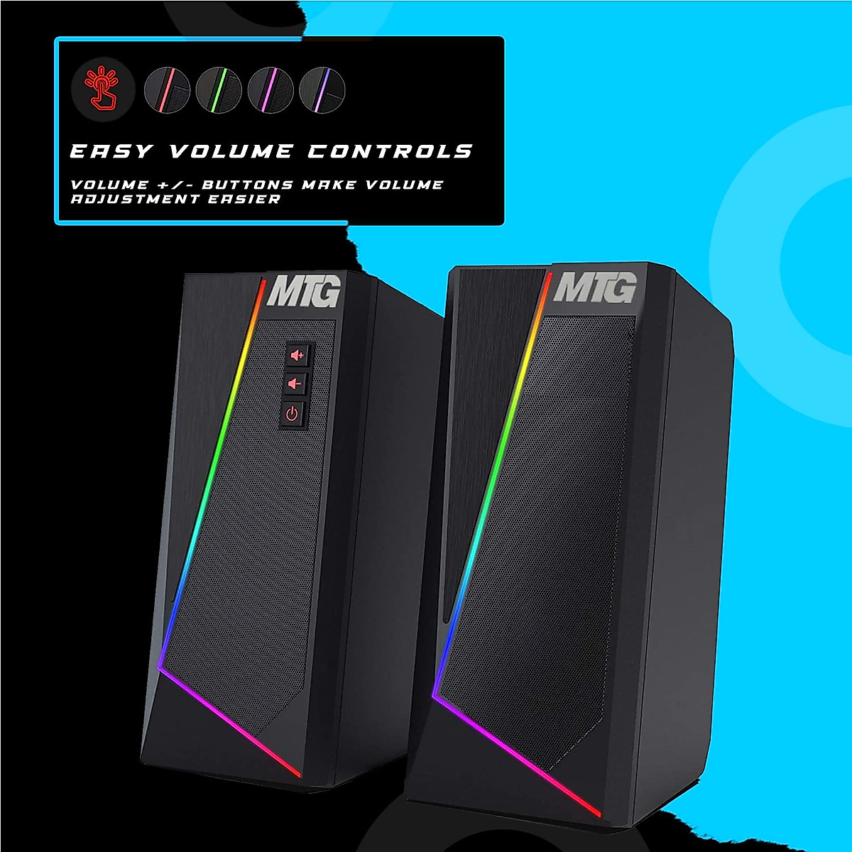 MTG RGB Backlit Mechanical Wired Gaming Keyboard and Mouse, Full Anti-ghosting Keys and RGB Stereo Speaker with 6 Colorful LED Modes with RGB Headphone for Desktop PC Laptop Combo