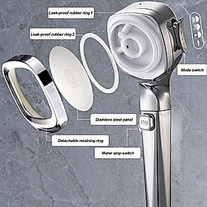 IOUHAPPY High Pressure 4-mode Handheld Shower Head Filtered Shower Head, One-key Stop Water Shower Heads with Handheld Spray, Extra Long 79 Inch Stainless Steel Hose, Wall & Overhead Brackets
