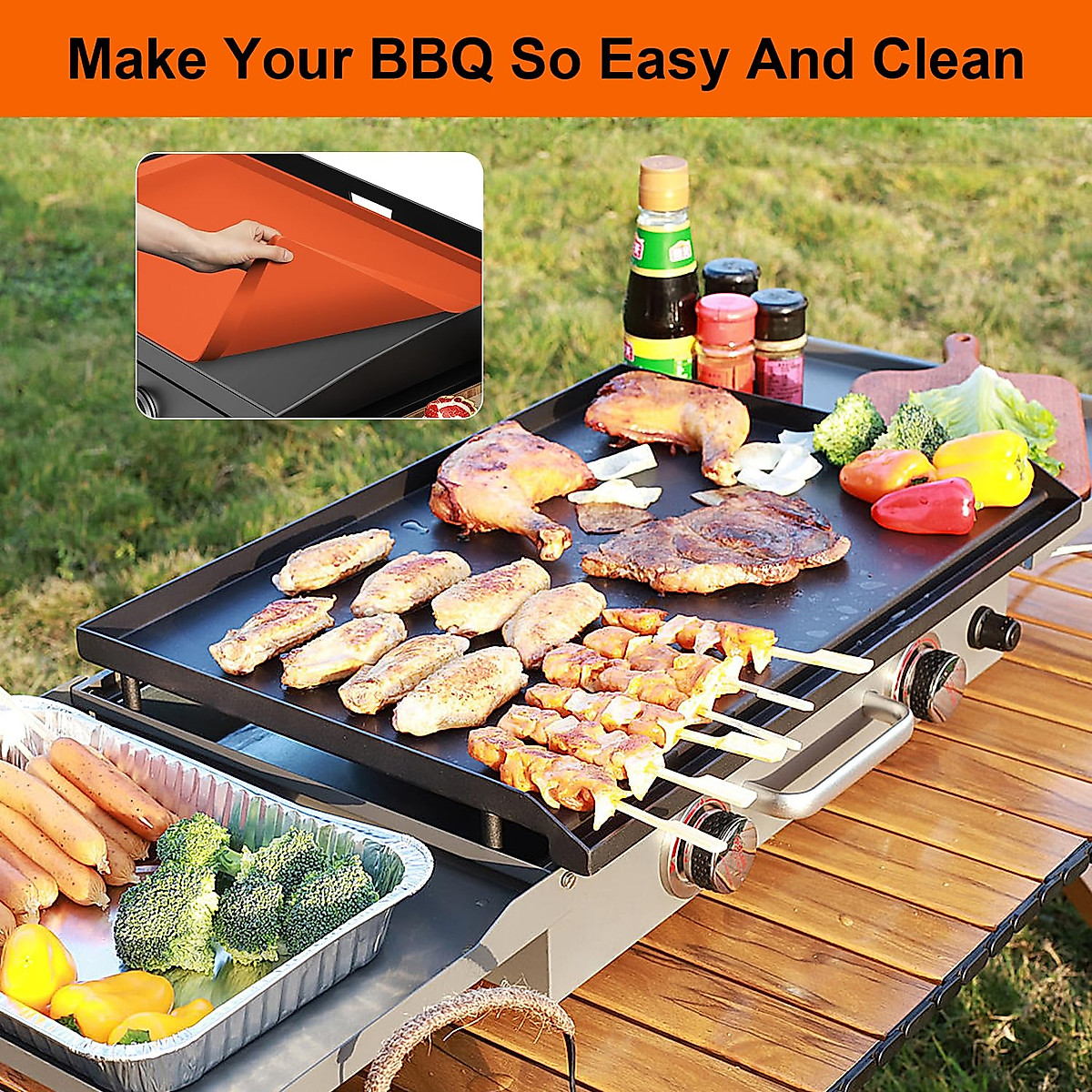 28 Inch Silicone Griddle Mat for Blackstone, Heavy Duty Food Grade Silicone Protective Griddle Cover Blackstone Griddle Accessories Heat & Cold Resistant, Prevent Rust&Dust