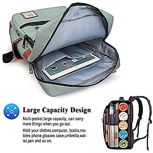 Junlion Vintage Laptop Backpack Gift for Women Men, School College Slim Backpack Fits 15.6 inch Macbook Green