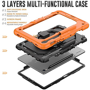 Tablet Bags Heavy Duty Shockproof TPU Case for Samsung Galaxy Tab S9 11 inch 2023 X710/X716B/X718U Kids Case,360 Degree Rotating Handle Stand Bracket W Screen Protector+Shoulder Strap Tablet Case Cove