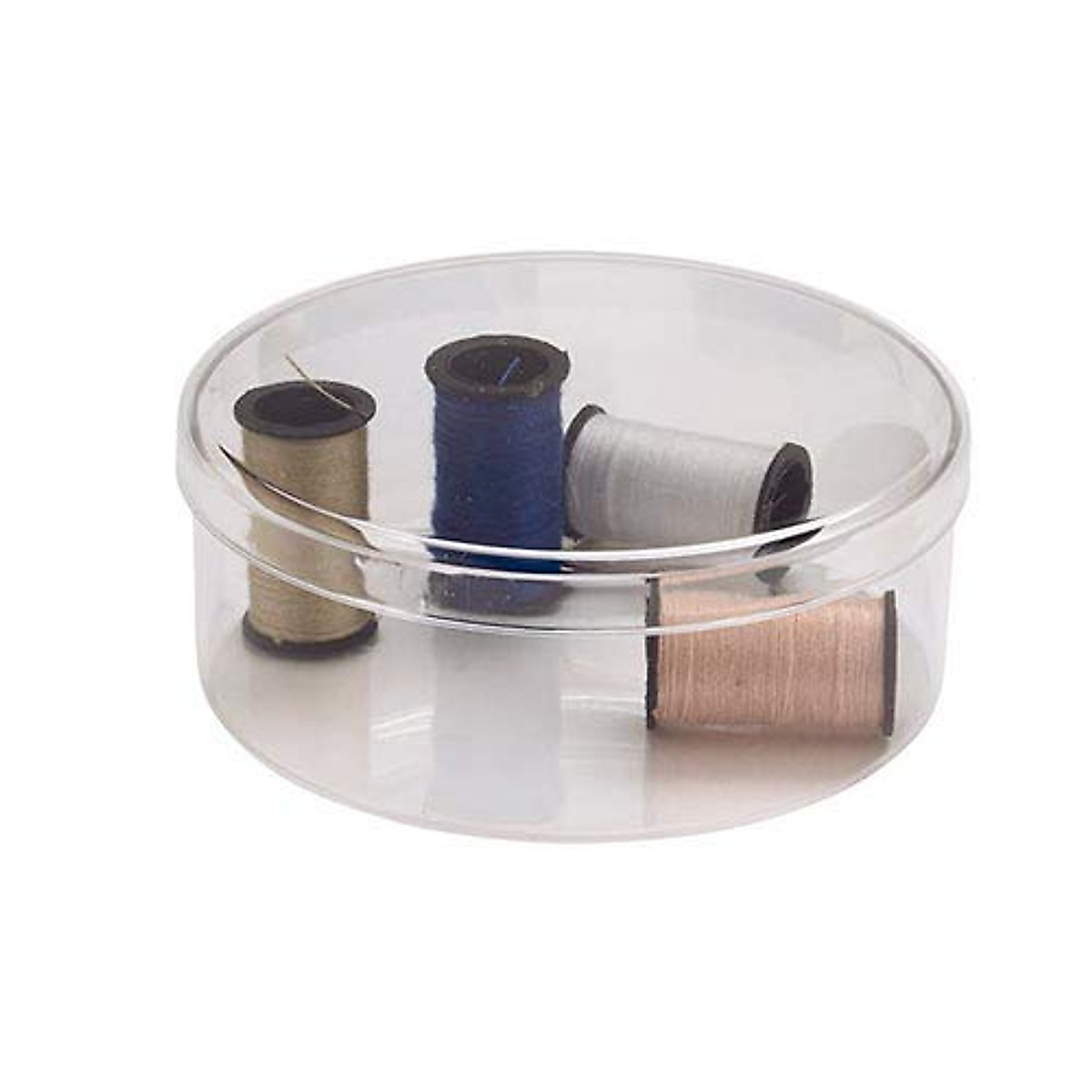 Pioneer Plastics 022C Clear Round Plastic Container, 2.75" W x 1.0625" H, Pack of 4