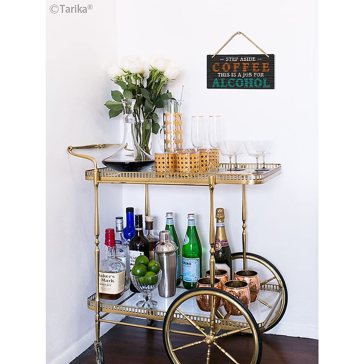 Step Aside Coffee This is A Job for Alcohol Iron Retro Look 5X10 Inch Decoration Crafts Hanging Sign for Home Bar Kitchen Bathroom Farm Garden Garage Inspirational Quotes Wall Decor