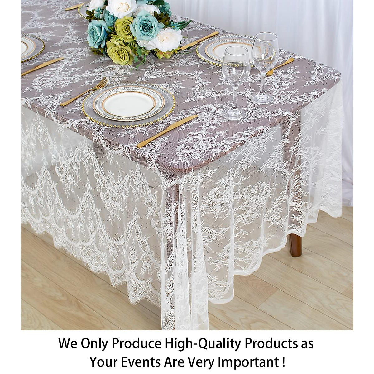 ShinyBeauty Lace-Tablecloth-Rectangular 60x120-Inch White Rectangle Overlay Tea Tablecloth Lace Tablecloths Long Rectangular Tablecloth Lace Tablecloth 60 Table Floral Embroidery Lace Table Cloths