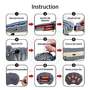 WESPREX Remote Control Walking Dinosaur T-Rex with Water Mist Spray, LED Light Up Eyes & Back, Roaring Sound, Realistic Tyrannosaurus, Toy for Boys Kids Girls Ages 3 4 5 6 7 Year Old - Blue