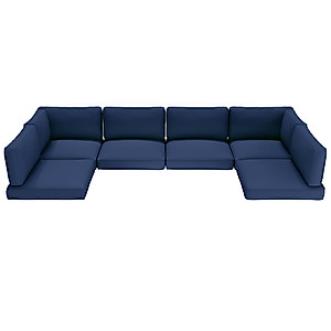 Crownland 14-Piece Outdoor Furniture Replacement Cushions, Water-Resistant Sofa Cushions for 6-Seat Rattan Wicker Sectional Patio Conversation Sets(Dark Blue)