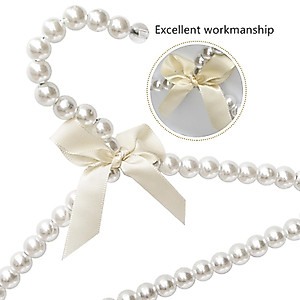 awagas 6Pack Baby Pet Dog Clothes Hangers, Mini Cute Pearl Hangers, Pearl Baby Hangers Faux Pearl Beaded Elegant Garment Clothes Hangers with Ribbon Bowknot for Pet Dog Cat Small Baby Kids Bebes Dolls