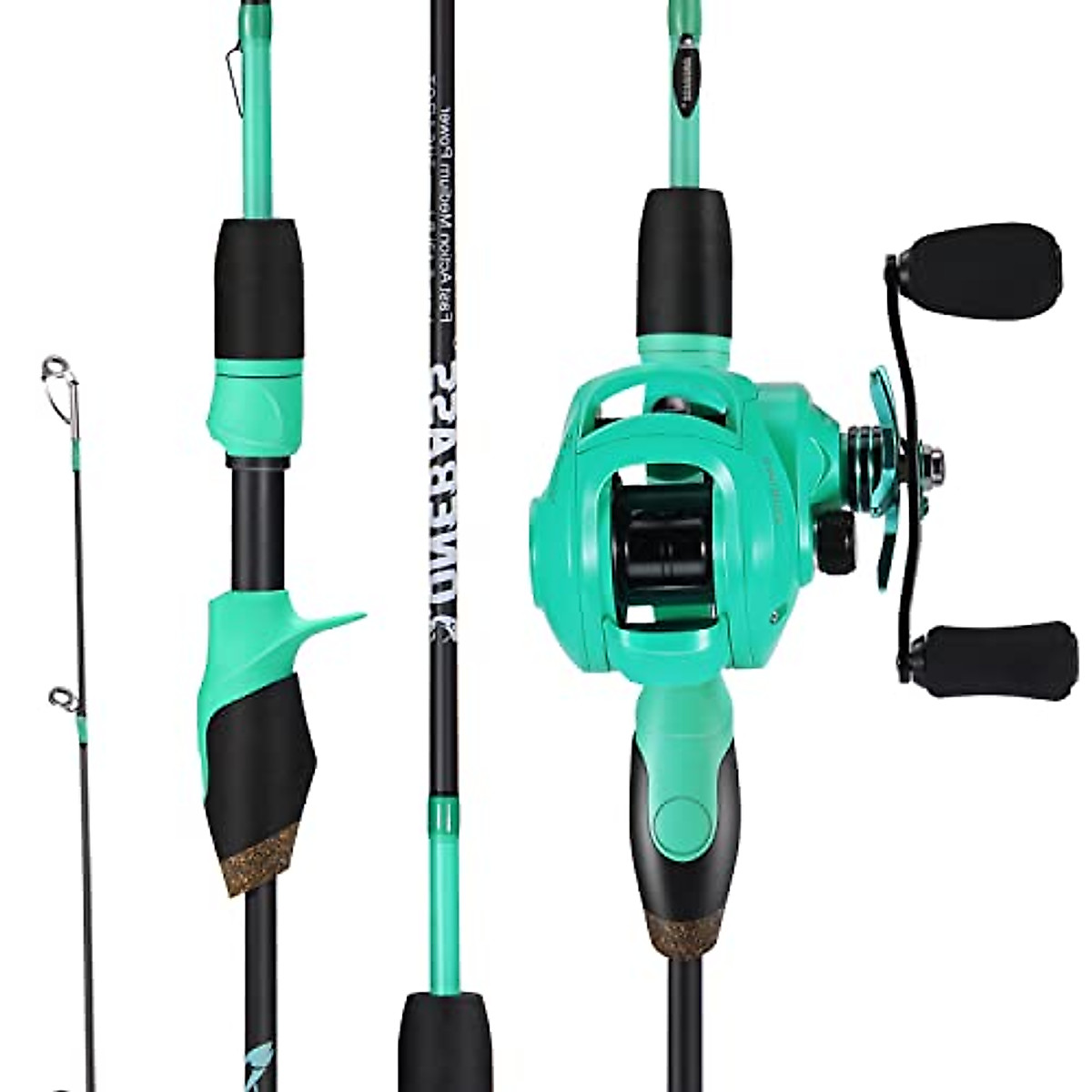 One Bass Fishing Rod and Reel Combo, 2-Piece Spinning&Baitcasting Combo,Medium IM6 Graphite Blank Rods, Stainless Steel Guides- Casting - 6'0"- Right Handed