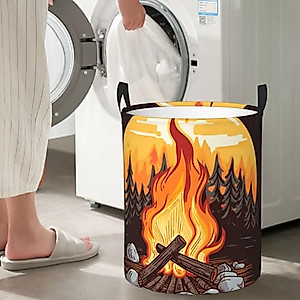 VducK Large Laundry Basket Bonfire Laundry Hamper Dirty Clothes Hamper for Laundry Collapsible Waterproof Laundry Baskets Decor Basket for Bedroom Living Room, Black, 35HN41G5FJ4F