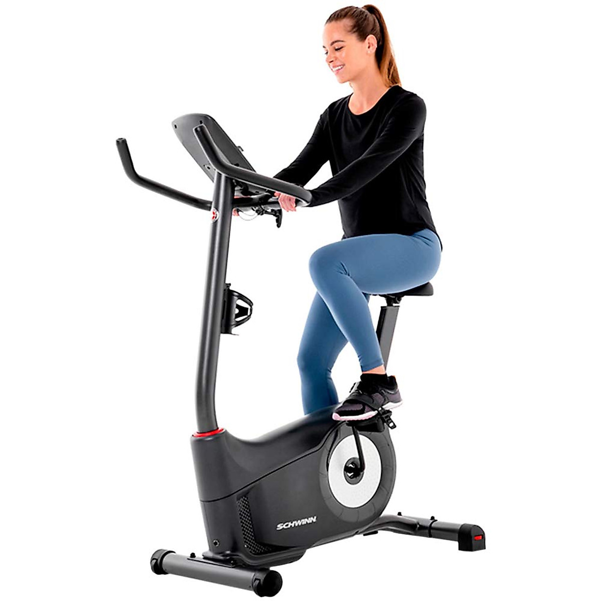 Schwinn 100931 130 Upright Exercise Fitness Bike Bundle with 1 YR CPS Enhanced Protection Pack and Workout Cooling Sport Towel