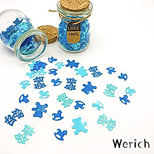 Werich Baby Boy Confetti for Tables Baby Shower Games Gender Disclosure Birthday Party Glitter Metallic Foil Table Scatters Confetti for Party Decorations DIY