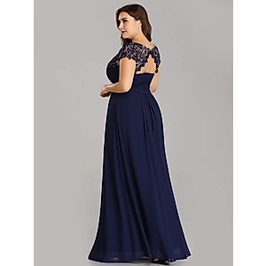 Ever-Pretty Womens Plus Size Rinestone Maxi Formal Evening Dresses Navy Blue US20