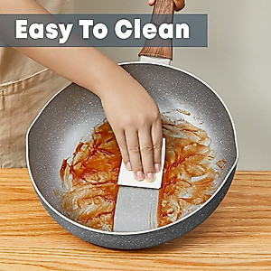 Cyrret Nonstick Deep Frying Pan Skillet with Lid, 11 Inch/ 5Qt Granite Coating Saute Pan, Non Stick Fry Pan for Cooking with Bakelite Handle, Induction Compatible, Dishwasher and Oven Safe, PFOA Free