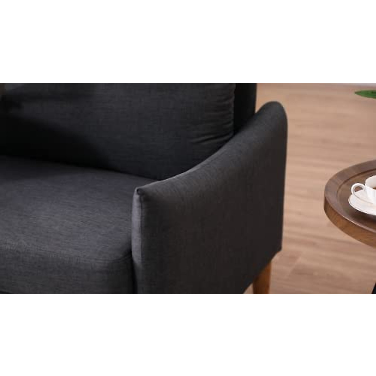 KoiHome Polyester Loveseat Curved Arms, Sleeper Two Pillows, Modern Couch with Tapered Metal Legs, Upholstered 2-Seater Sofa for Living, Bedroom,Office,Waiting Room, Dark Grey