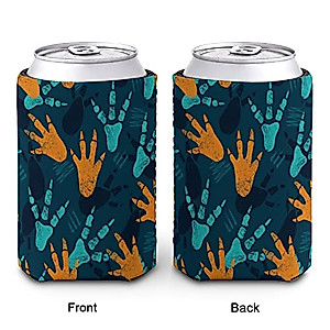 Can Cooler Sleeves Coozies for Cans And Bottles Insulators Dinosaur Footprint Tracks Print PVC Elastic Reusable