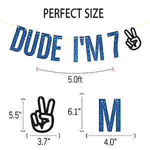 Dill-Dall Dude I'm 7 Birthday Banner, Level 7 Unlocked, 7 Year Old Hanging Sign, Boys Happy 7th Birthday Party Decorations Supplies