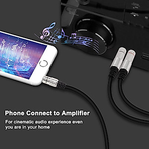XMSJSIY 3.5mm to Dual 6.35mm Y Splitter Cable, 3.5mm 1/8" TRS Male to Dual 6.35mm 1/4" TS Female Stereo Audio Cord Adapter for Headphone, Speaker,Home Stereo Systems-50cm/19.68inch