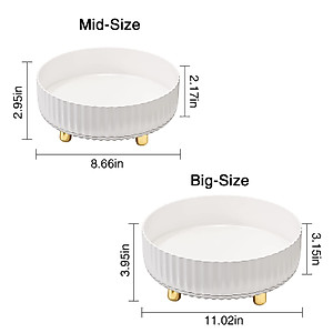 Saclsocs 2-Pack Makeup Organizer for Dresser, Perfume Tray, Hair Product Organizer, Lotion Organizer, 360 Degree Rotating Lazy Susan Cosmetic Storage, One-Tier, White