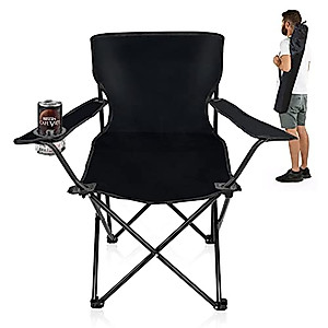 SHSYCER Folding Camping Chairs Portable - Lightweight Camping Chair with Arm Cup Holder, Light Backpacking Beach Outdoor Camping Chairs, Better for Slim People (Black)
