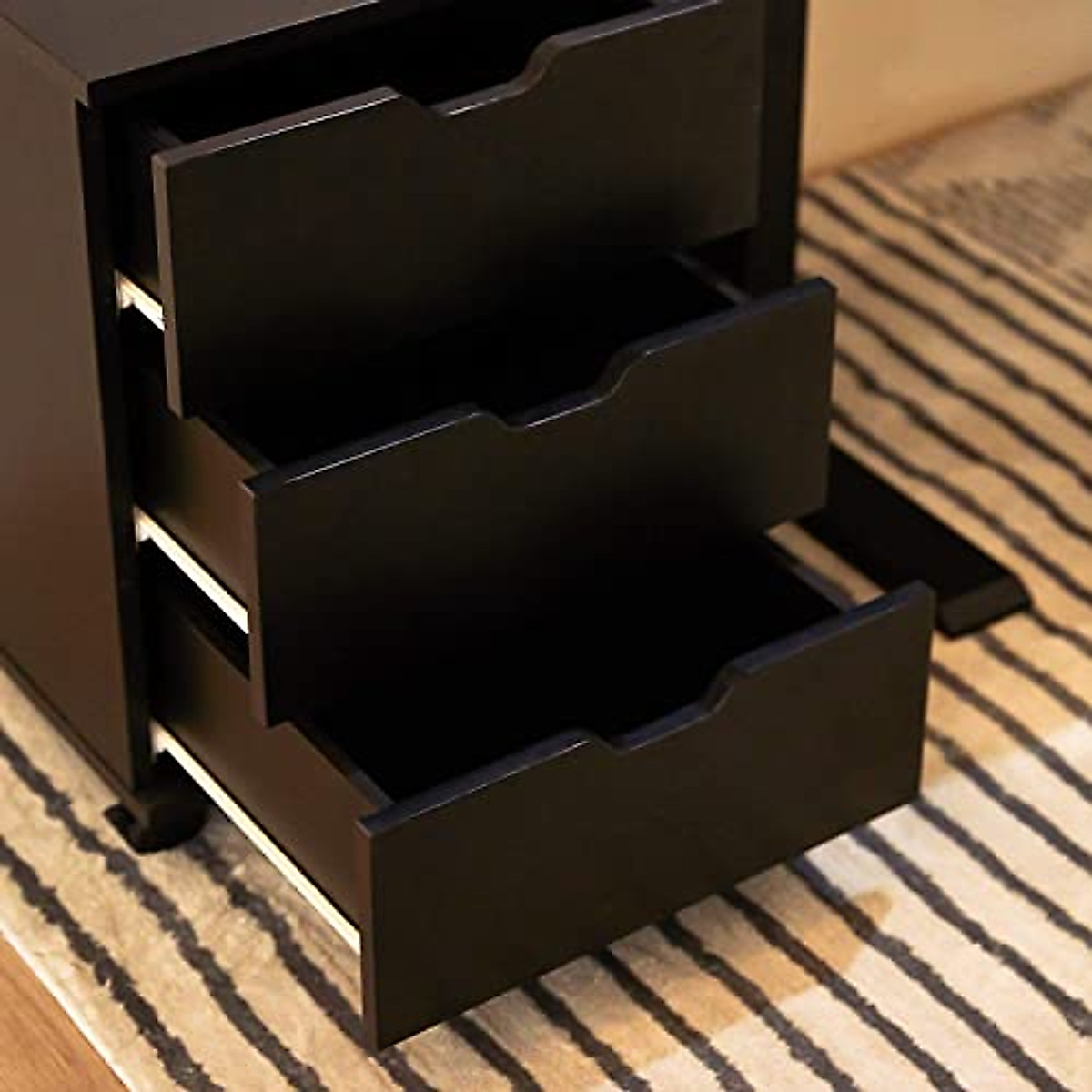 VICLLAX 3 Drawer Dresser Mobile Cabinet Under Desk Storage for Home Office, Fully Assembled Except Casters, Black Finish