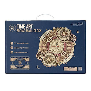 Hands Craft DIY 3D Model Craft Kit | Mechanical 3D Wooden Puzzle | Gear Adjustable Calendar | Quartz Movement | Time Art - Zodiac Wall Clock (LC601)