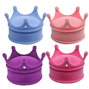 4Pcs Crown Style Jewelry Trinket Box, Decorative Unique or Home Decor (blue+pink+purple+pink)