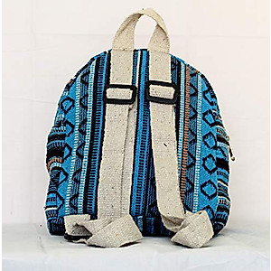 Generic Eco Friendly Set Of Mini Backpack + Pen case Coin Purse Hemp University Light Weight For Girl (Blue), Small