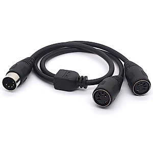 GLHONG MIDI Splitter Cable, MIDI 5 Pin DIN Plug Male to 2 DIN Female Smartphone AUX Headphone Stereo Jack Adapter Y Input Cable for MIDI Keyboard, Electric Piano, Synthesizer, MIDI Guitar