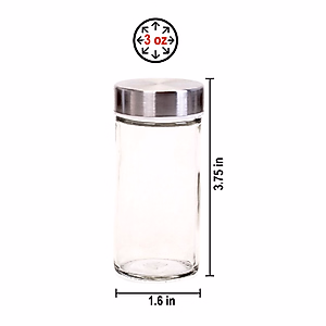 Orii 24 Glass Spice Jars with Stainless Steel Lids, 70 Spice Labels and Funnel, Seasoning Storage Bottles for Spice Rack, Cabinet, Drawer, Pantry