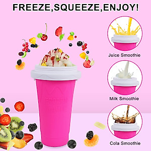 leuaxmy Slushie Cup Slushy Maker Cup Frozen Magic Squeeze,Slushy Cup TIK TOK Cool Stuff for Smoothies Drinks Juices and Soda - Homemade DIY Ice Cream(pink, large)