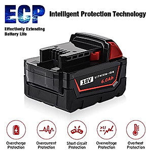 【UPGRADER】2Pack DSANKE 6.0Ah M18 Battery Replacement for Milwaukee M18 Battery 18V Lithium Replacement for Milwaukee 48-11-1840, 48-11-1815, 48-11-1820, 48-11-1850 Lithium-ion Milwaukee 18volt Battery