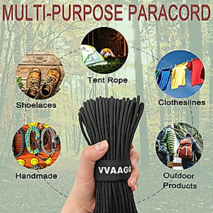 VVAAGG 550 Paracord 100FT, Strong Heavy-Duty Rope, Tactical Parachute Cord, Outdoor Camping Gear Tent Rope 4mm