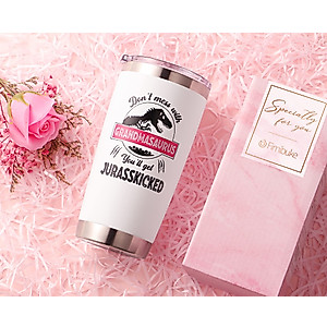 Fimibuke Best Grandma Gifts - 20 OZ Tumbler Mothers Day Gifts for Grandmother from Granddaughter, Grandson, Grandkids, Grandmasaurus Insulated Cup Birthday Present for Nana/New Grandma/Grandparents