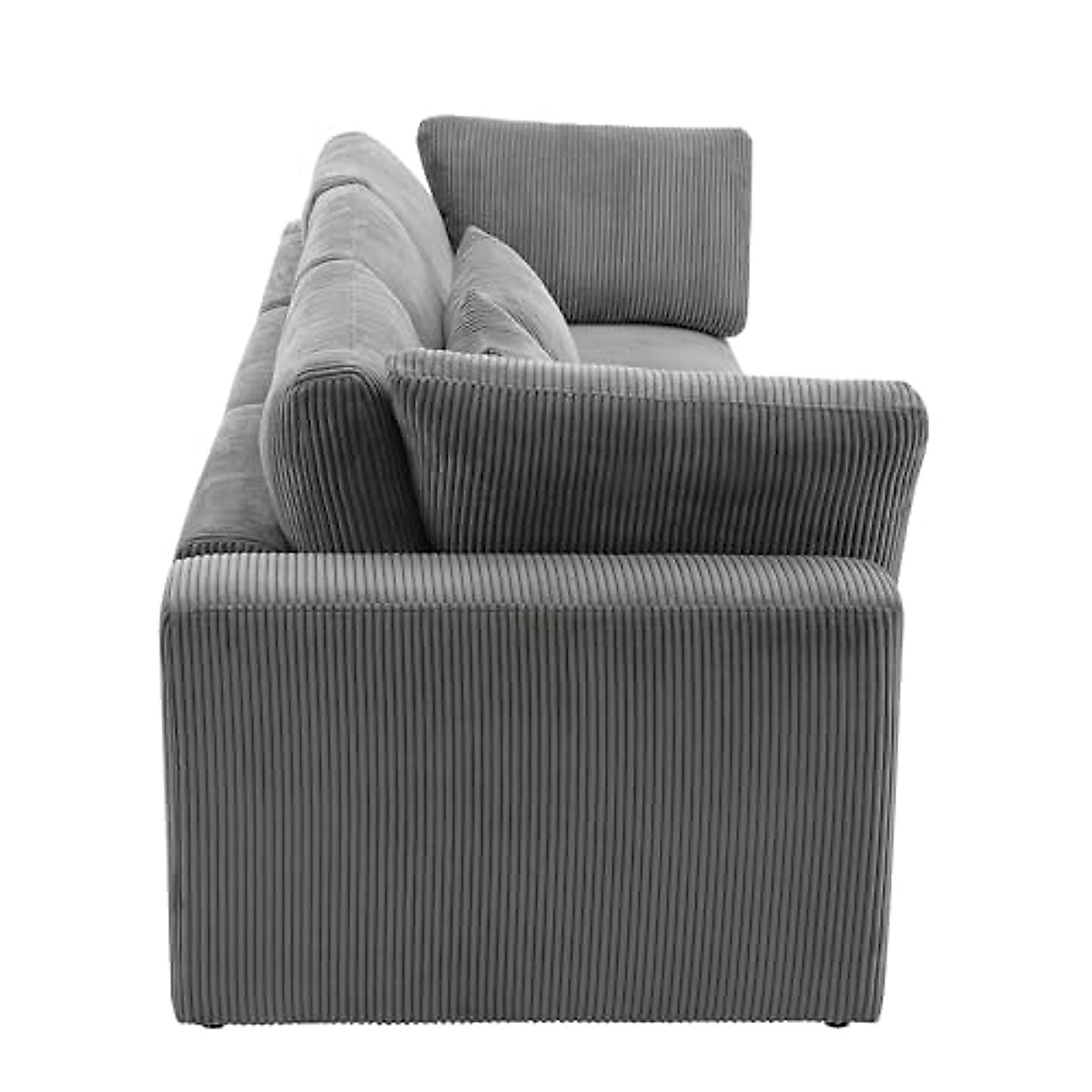 ERYE Morden Soft Corduroy Upholstered 3 Seater Sofa Couch Super Deep Seat Sofa&Couch with Removable Back Cushions and 5 Pillows for Living Room, Apartment, Office