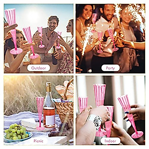 Party Essentials 20Count Hard Plastic Twopiece 5 oz Champagne Flutes, Neon Pink
